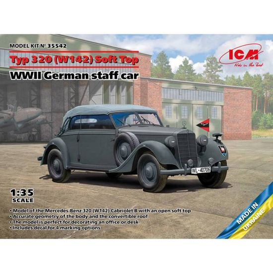 ICM - Maquette Voiture Typ 320 (w142) Soft Top Wwii German Staff Car ...