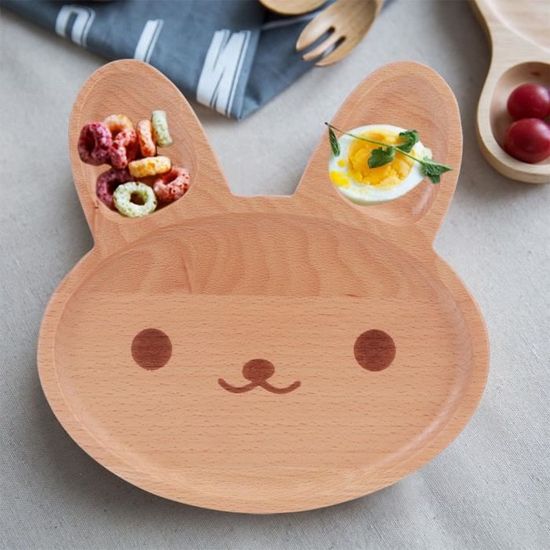 Assiette de Nourriture en Bois - TBEST - Forme d'Animal Dessin Animé ... Assiette de Nourriture en Bois - TBEST - Forme d'Animal Dessin Animé ...