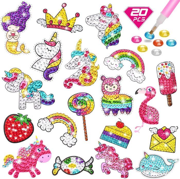 5D Diamond Painting Autocollants Kits, 20 Pièces Diy Licorne Diamant ...