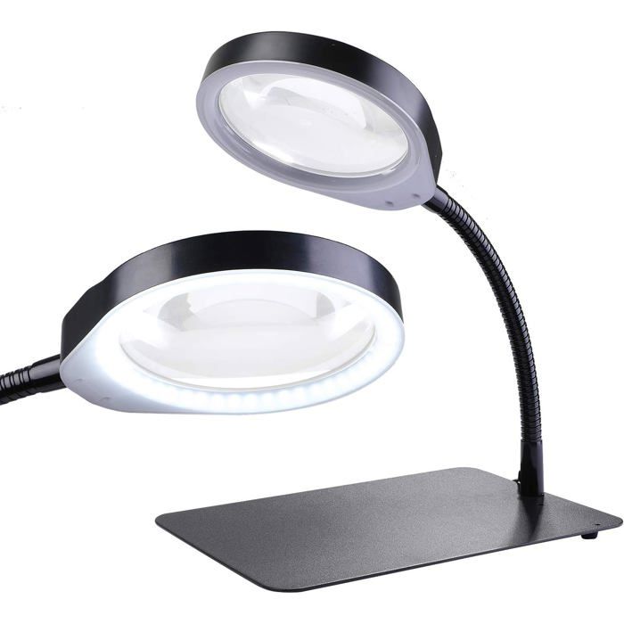 Lampe Loupe, Grossissement 10X Loupe de Table Daylight Flexible loupe ...