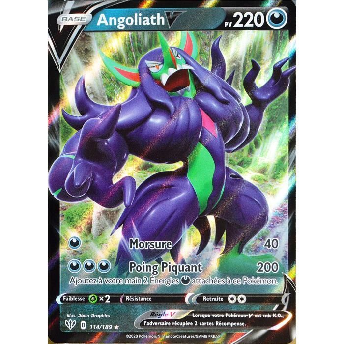 Carte Pokémon 114-189 Angoliath-V EB03 - Epée et Bouclier - Ténèbres ...