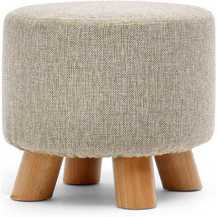Repose-Pieds Pouf Rond Avec Pieds En Bois Stables Repose-Pieds En Tissu ...