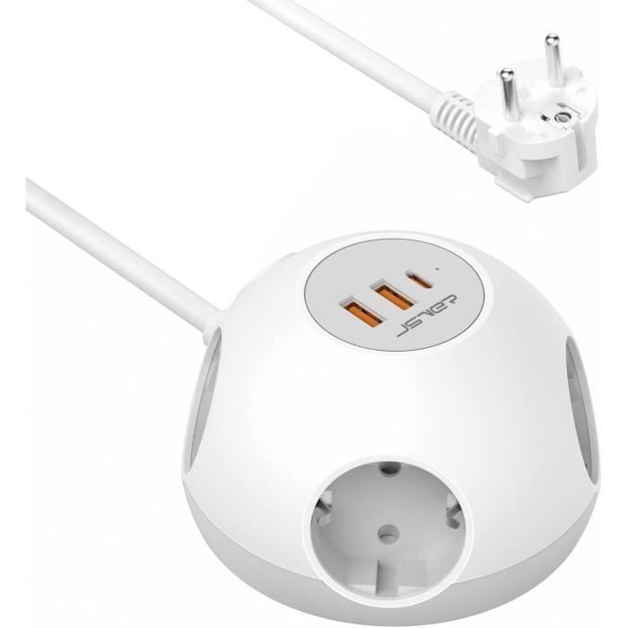 Multiprise Usb 4 Prises Avec 2 Ports Usb Et 1 Usb C (Pd 20W) Bloc ...