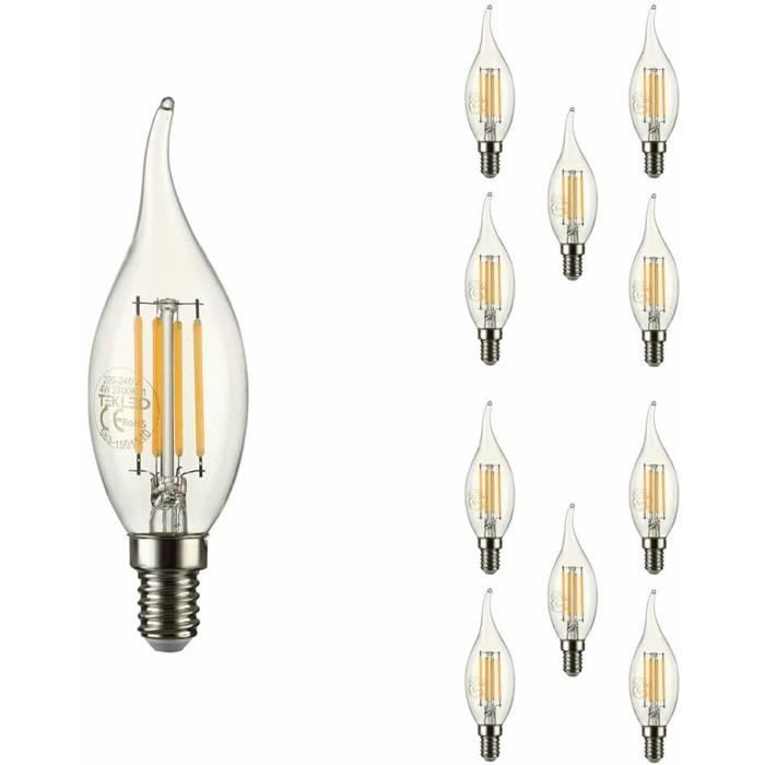 ® Lot De 10 Ampoules Led Vintage À Filament C35 | Pointe Flamme E14 Petit Culot À Vis Edison ...