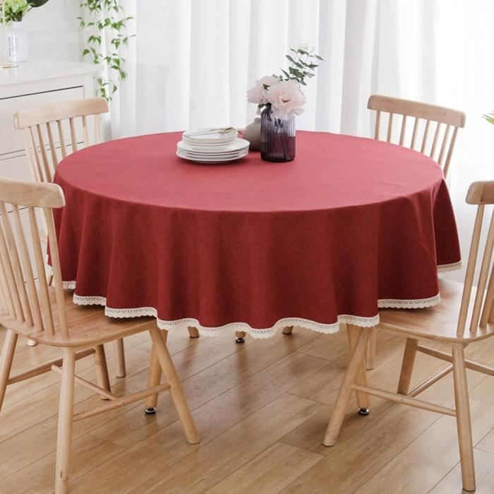 Nappe Ronde En Coton Et Lin Protéger Et Décorer La Table Rouge Diamètre ...