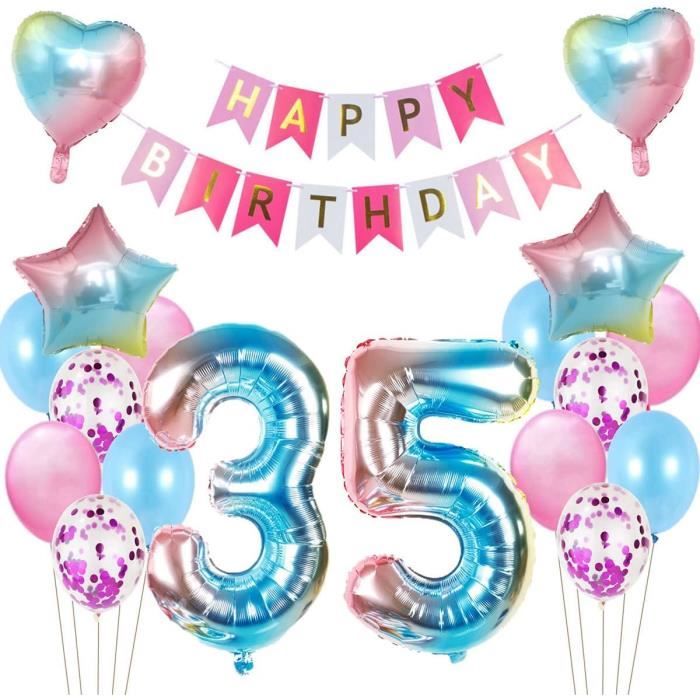 Ballon 35E Anniversaire Décoration Femme Arc-En-Ciel Aluminium Happy ...