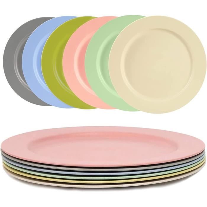 6 pcs Assiettes plates robustes en PP sain, 25,4 cm Grandes assiettes à ...