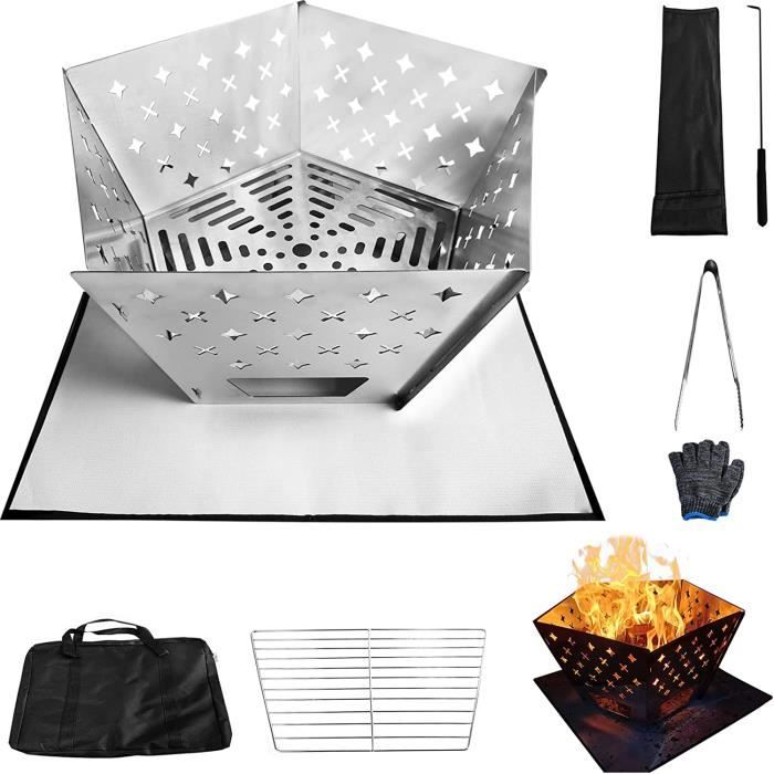 Brasero amovible et enfichable en acier inoxydable,Ensemble de brasero ...