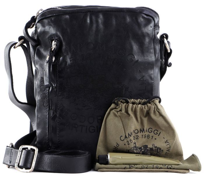 CAMPOMAGGI Sac à épaule noir en cuir pour femme - Marte Crossbody Small ...