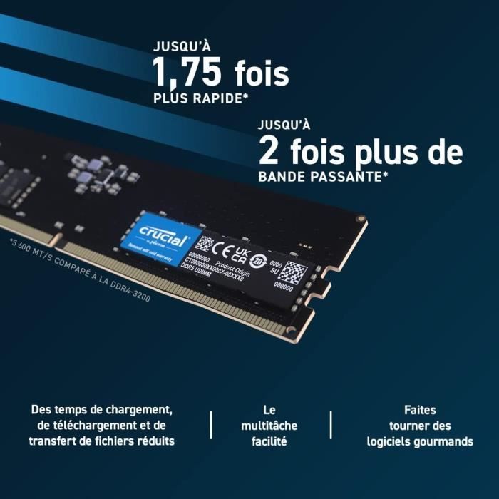 Module DDR5 Crucial 32Go 5600MHz SODIMM - Cdiscount Informatique