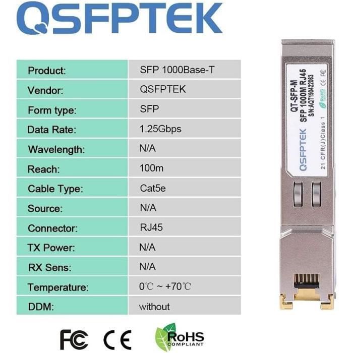 2Pack - GENERIC - 1000BASE-T Copper SFP Transceiver - SFP to RJ45 ...