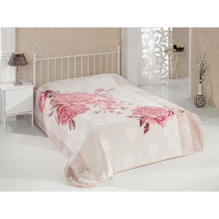 Couverture 200 x 240 cm 2 places imprimée ARONA - ROSA - Cdiscount Maison