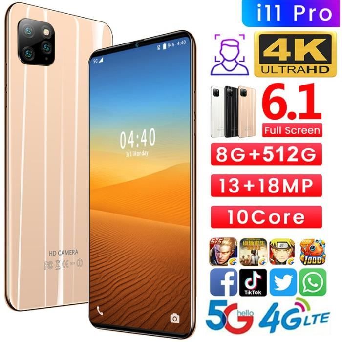OR-Smartphone i11pro téléphone portable 6.1 pouces HD téléphones ...