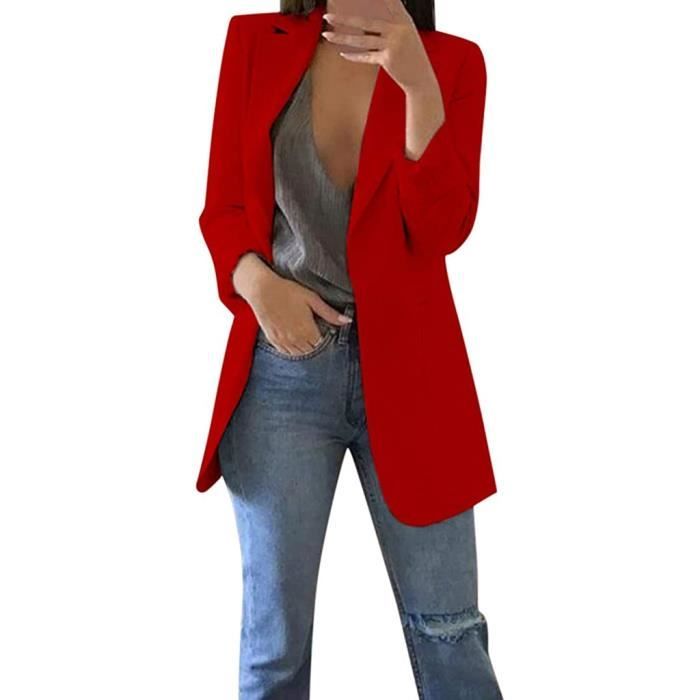 Femme Casual Blazer Business Pockets Boutons Manche Longue Costume ...