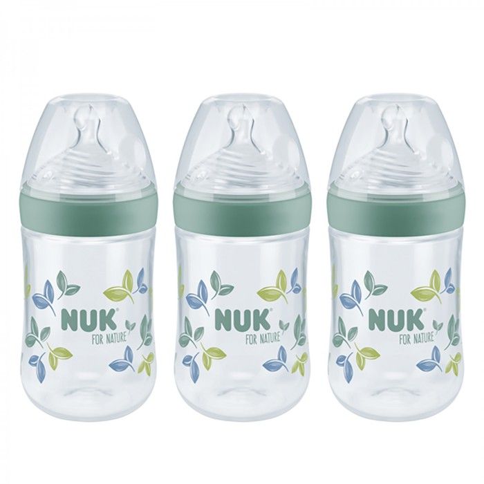 Biberons NUK For Nature 260ml - Lot de 3 - Perçage M - Vert - Silicone ...