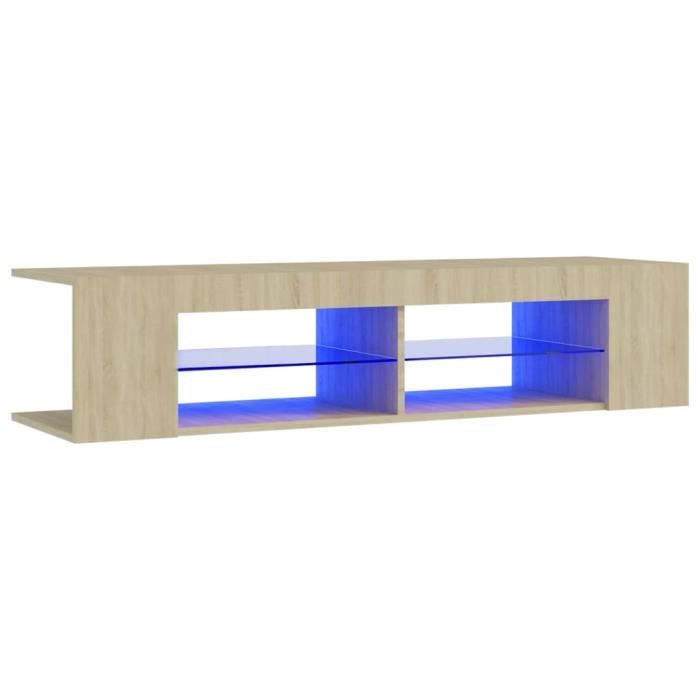 JILL*SALE Meuble TV-Banc TV-Buffet de TV avec lumières LED Blanc et ...