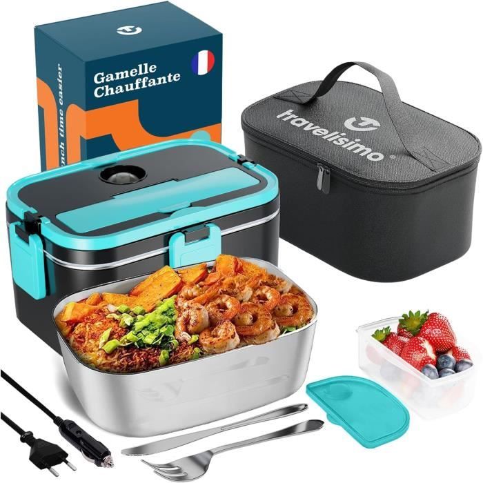 Gamelle Chauffante 80W Chauffe Plat Electrique 1,8L Acier Inox Lunch ...