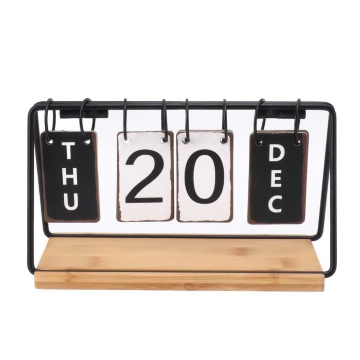Sonew Calendrier permanent Porte-Calendrier de Bureau Vertical en Bois ...