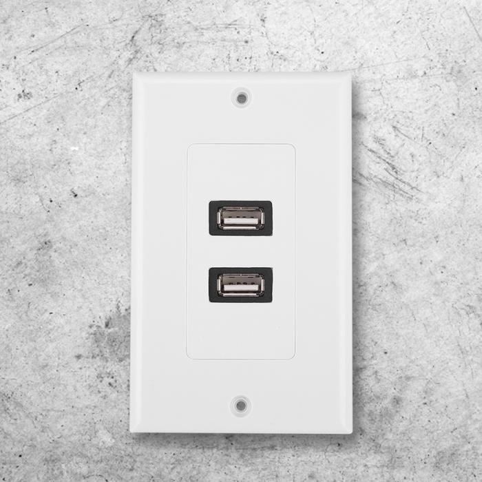 Plaque murale USB - TBEST - Double Port - ABS - 11,5 x 7 cm - Intérieur ...