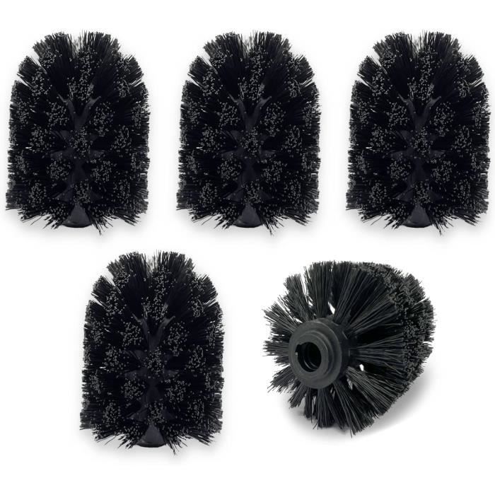 5-Pack Remplacement Tête De Brosse Wc Tête De Rechange Pour Brosse Wc Plastique Noir 7 X 7 X 9 ...