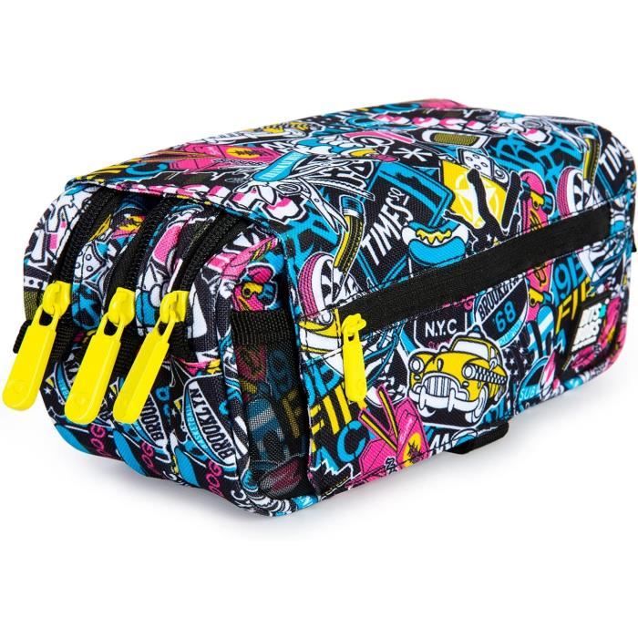 Trousse Scolaire Triple Design Avec Grandes Poches Intérieures Et ...