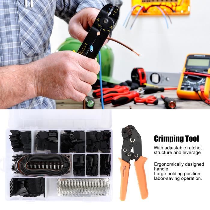 Kit d'outils sertissage ensemble bornes pince à sertir de fil à cliquet outils à main d ...