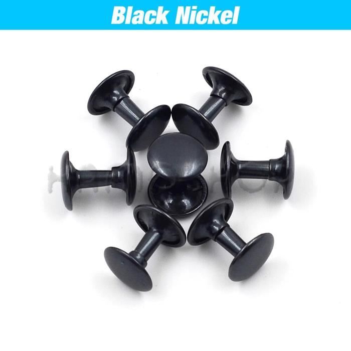 RIVET,Black Nickel--Rivets à Double capuchon en métal, clou rond pour ...