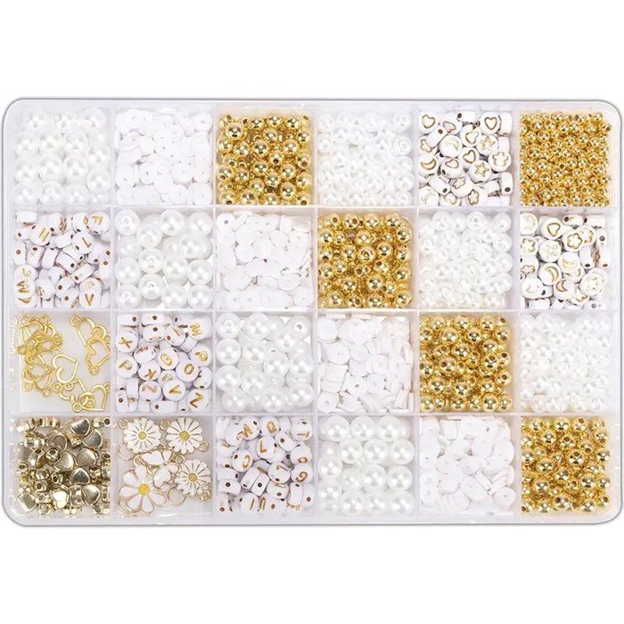 Kit de 1000 perles pour la création de bijoux : perles alphabet, perles ...