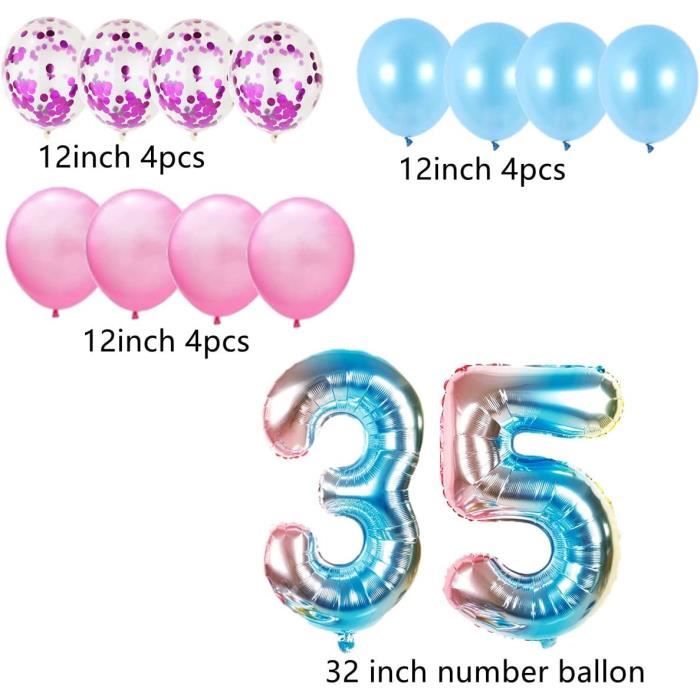 Ballon 35E Anniversaire Décoration Femme Arc-En-Ciel Aluminium Happy ...