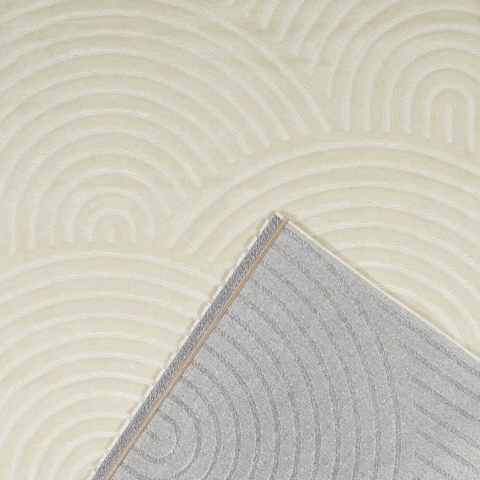 Tapis motif arc en relief - NAZAR RUGS - 120x160 cm - Bianca - Crème - Cdiscount Maison