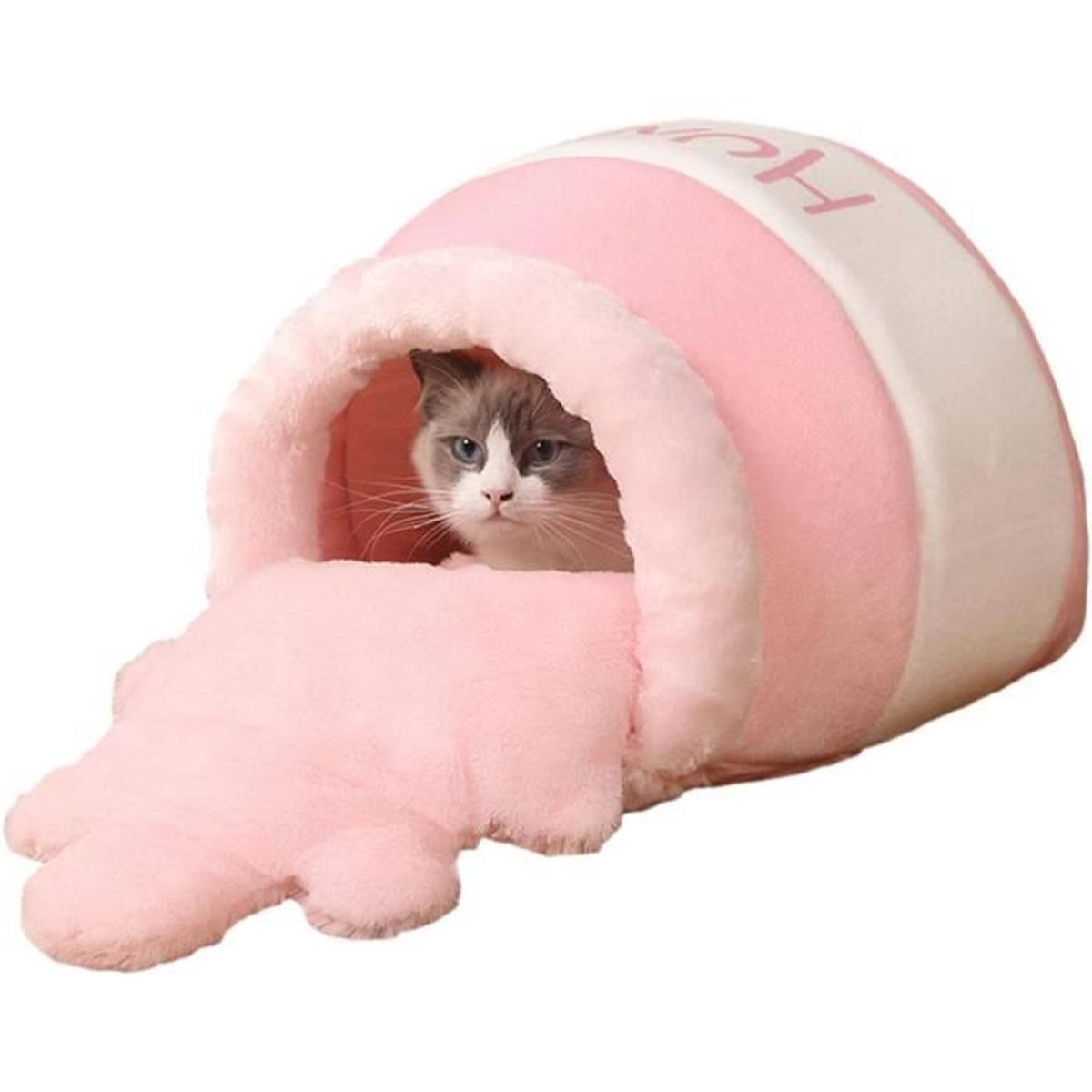 Lit De Chat Pot De Miel Forme Niche pour Chat Intérieur Chaude en Hiver ...