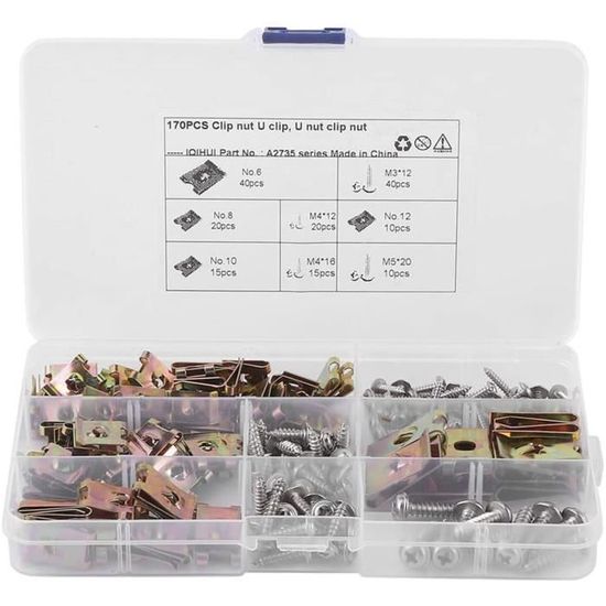 Kit D'assortiment D'écrous et de Vis en U Auto Car U-Clip Clips Noix ...