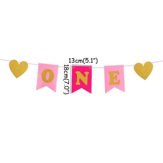 BANDEROLE,Pink One--guirlande de banderole «ONE» rose-bleu, 1 ensemble ...