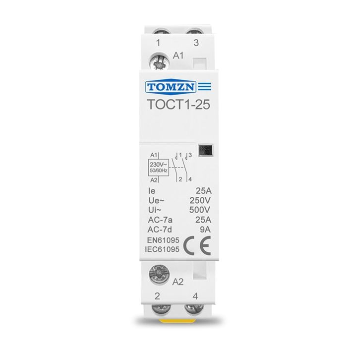 TOMZN TOCT1-25 2P 25A 220V/230V 50/60HZ Din Rail MéNage Ac Contacteur Modulaire 25A 2NO ...