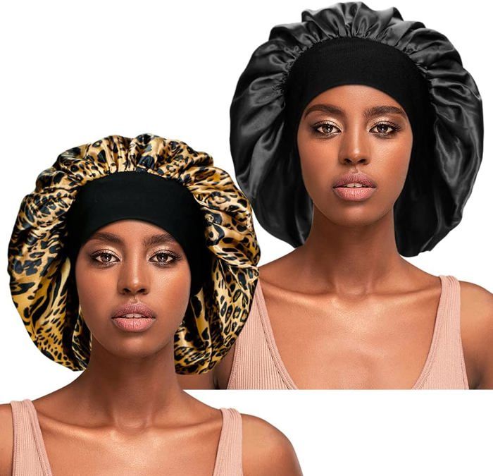 Lot de 2 bonnets de nuit soyeux pour cheveux bouclés - En satin - Pour ...