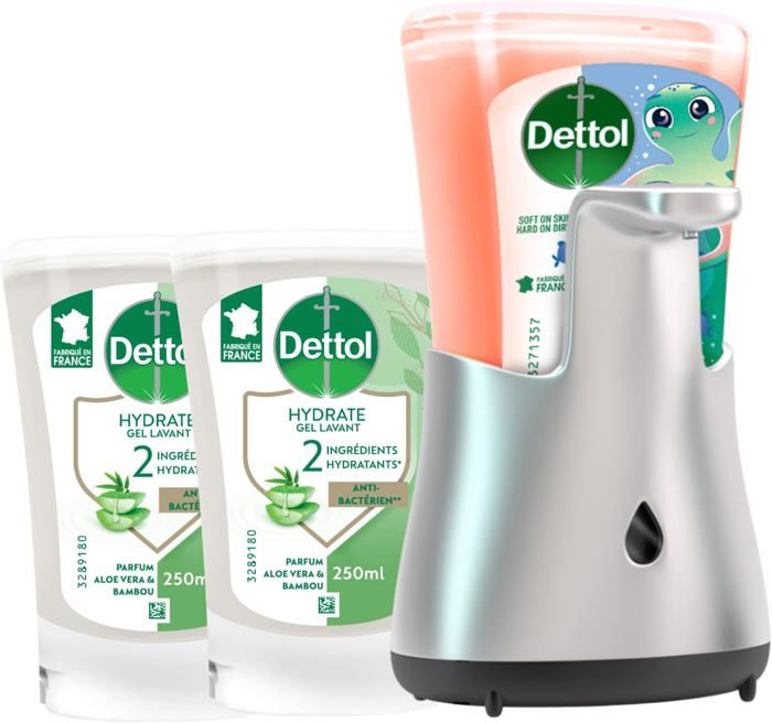 DETTOL No-Touch - Kit Citron Distributeur Automatique Savon Liquide Mains et 2 Recharges 250ml ...