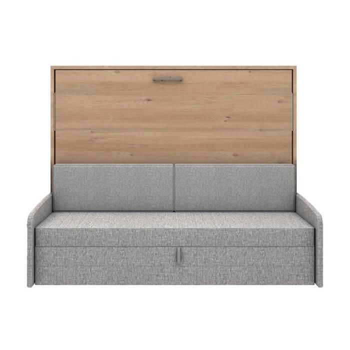 Lit escamotable horizontal canapé MULTIMO couchage 140x200cm chêne ...
