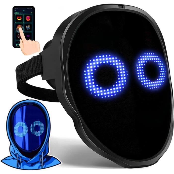 Masque LED Halloween - AMOUNE - Morphing LED rechargeable - 45 animations et 70 images statiques ...