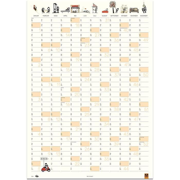 A2H, calendrier mural 2021 en format portrait DIN A2, calendrier postal ...