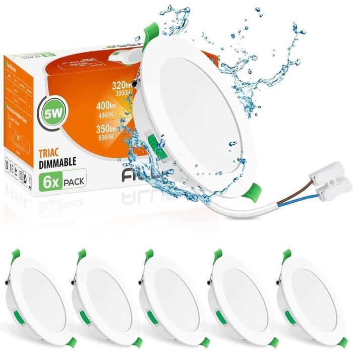 Led Spot Encastrable Extra Plat 5W 400 Lumen, Ip65 Dimmable Blanc Chaud ...