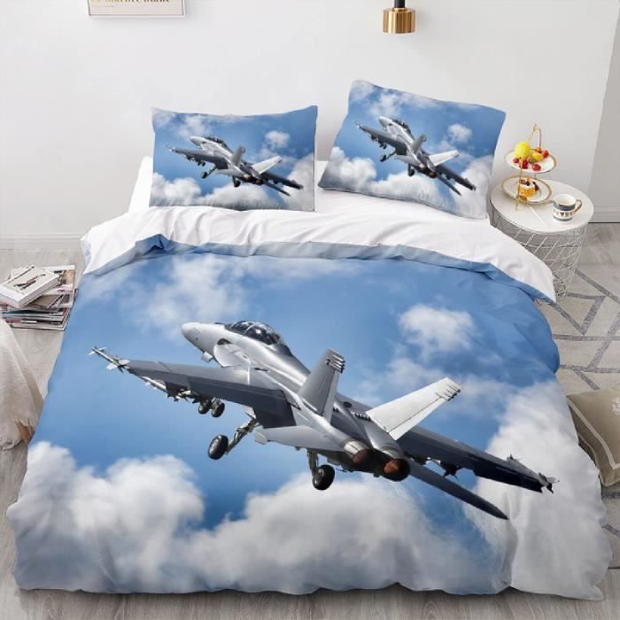 Housse De Couette Double 240X260 Militaire Armes Avion Combattant Motif ...