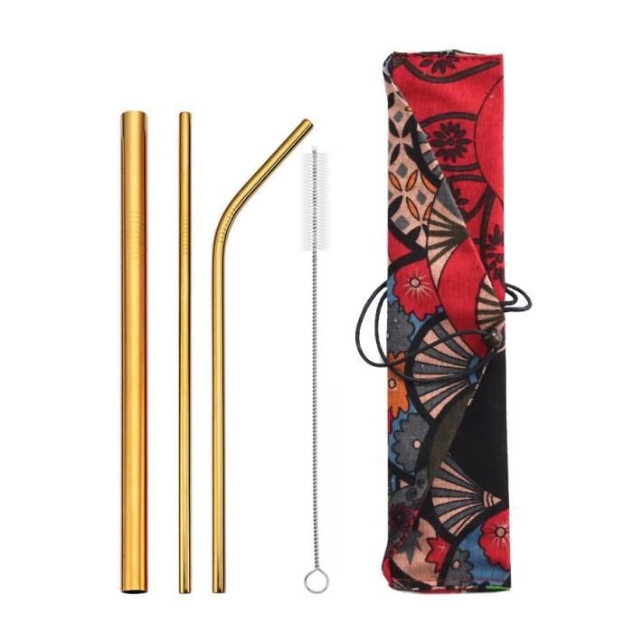 Accessoires bar,Réutilisable Pailles En Métal Coloré En Acier ...