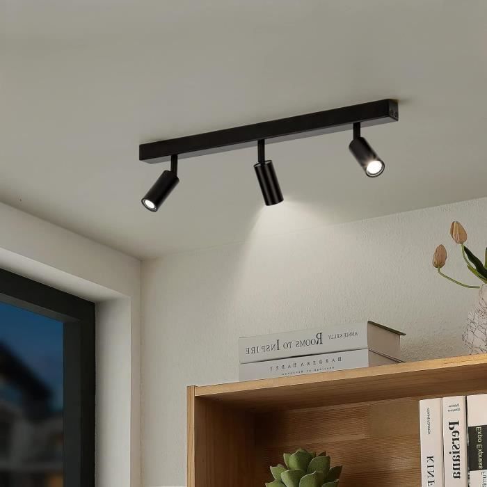 Plafonnier Led 3 Spot Orientable Luminaire Plafonnier Noir Incluses ...