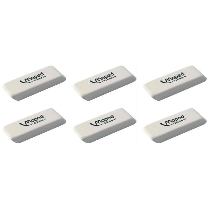 Gommes en caoutchouc - MAPED - Lot de 6 - Bords buseautés - Gommage ...