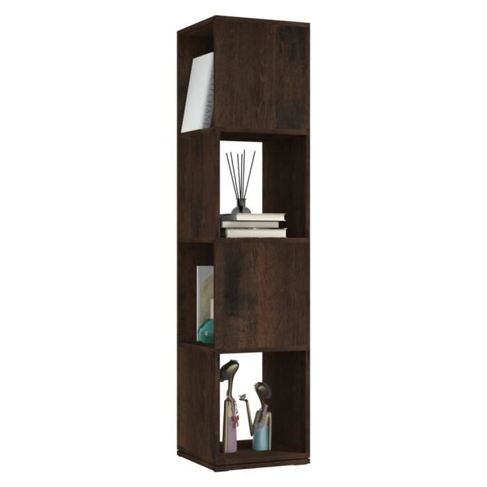 LVL - MEUBLE ETAGERE - Armoire rotative Chêne fumé 34,5x34,5x147,5 cm ...