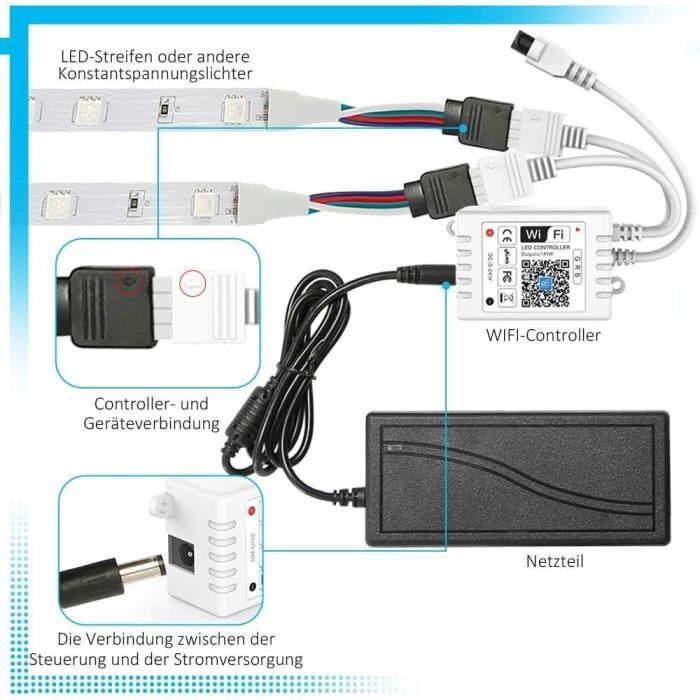 Contrôleur De Bande Led Rgb 10M - 5M Avec 2 Prises, Compatible Avec ...