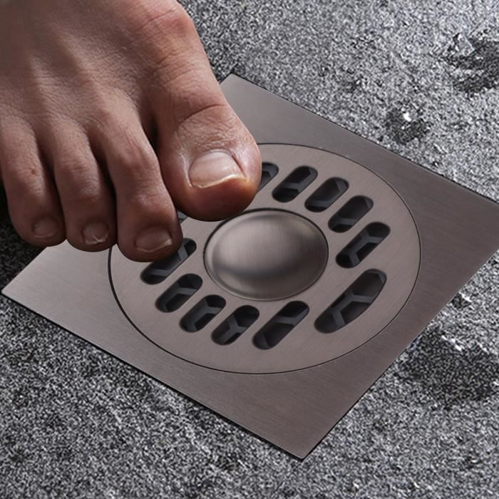 Drain de sol carré MINIFINKER - Gris - 10x10 cm - Laiton - A grille ...