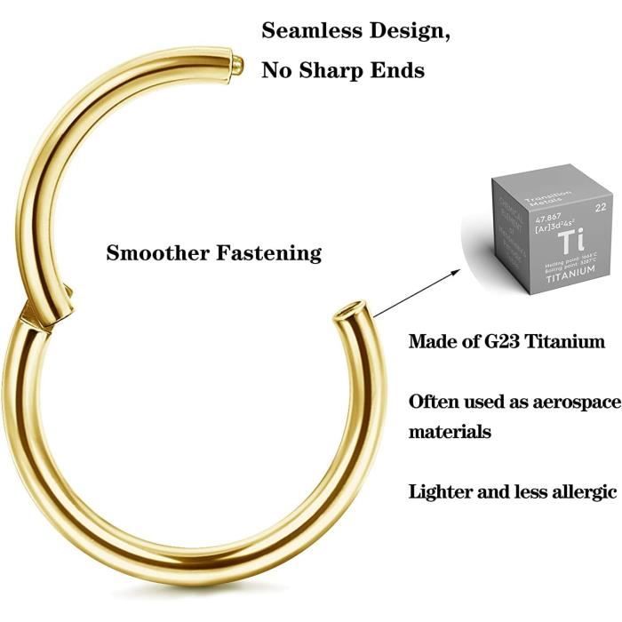 Piercing Nez Hypoallergénique Anneaux Nez En Titane G23 Anneaux À Lèvres 14G 16G 18G 20G Anneaux ...