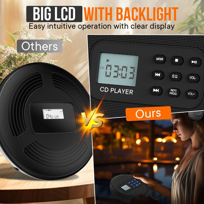 OMABETA lecteur CD portable Lecteur CD avec lecture MP3 écran LCD ...