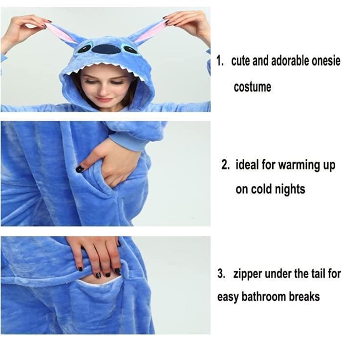Pyjama Deguisement Stitch Adulte Onesie Combinaison Costume Cosplay ...